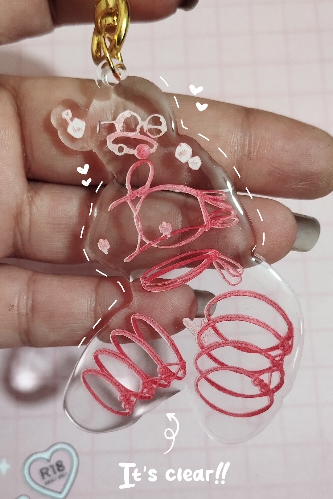 Gone Girl - Clear Acrylic Keychain Charm/ Pink Shibari Invisible Woman ...