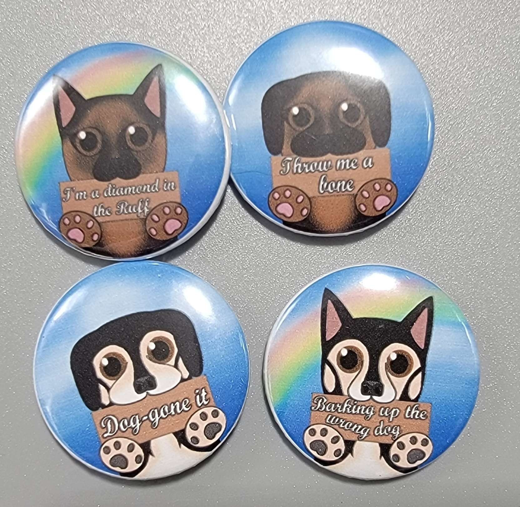 1.25 Inch Dogs Buttons/badges Custom Text - Etsy