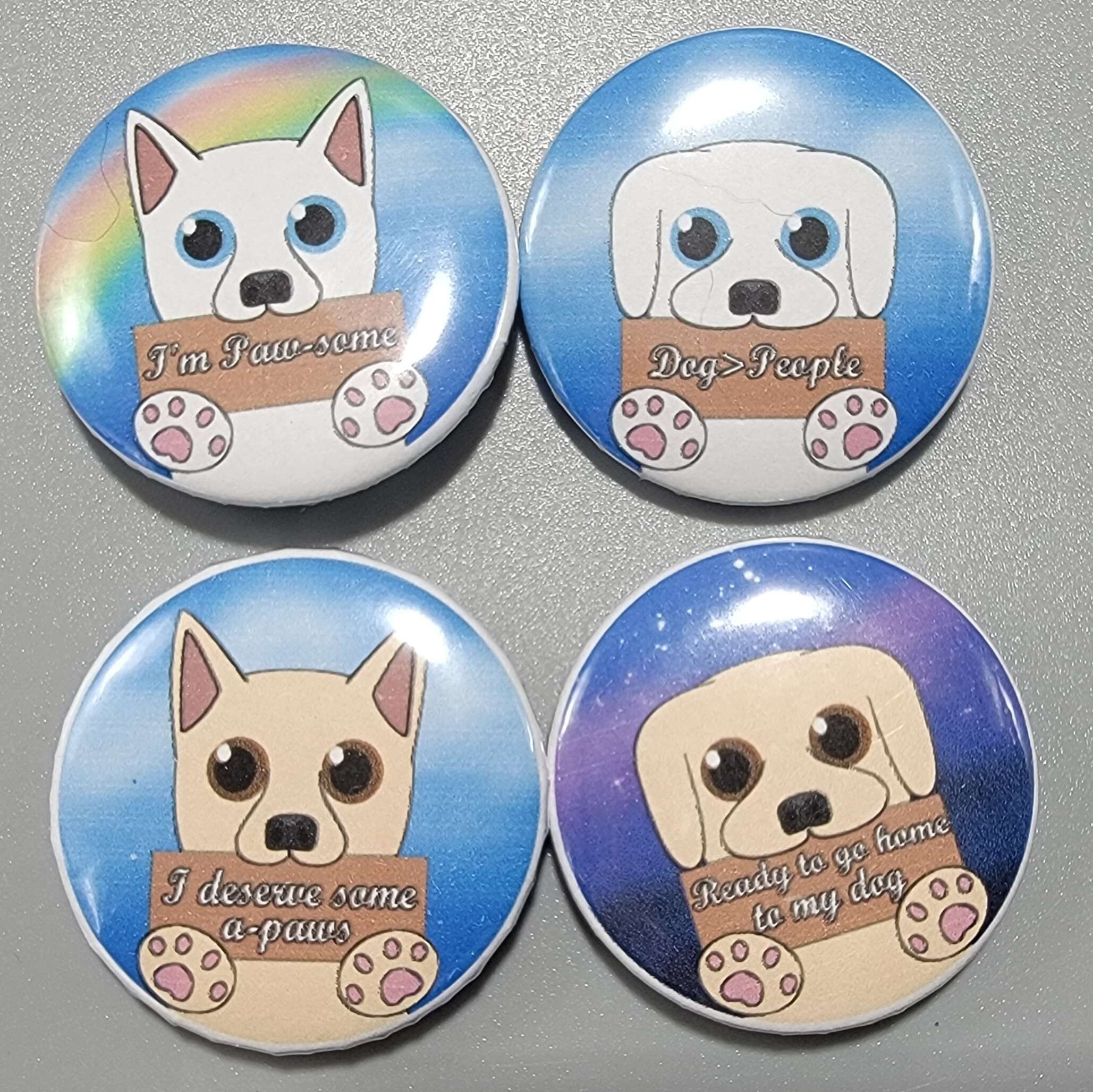 1.25 Inch Dogs Buttons/badges Custom Text - Etsy