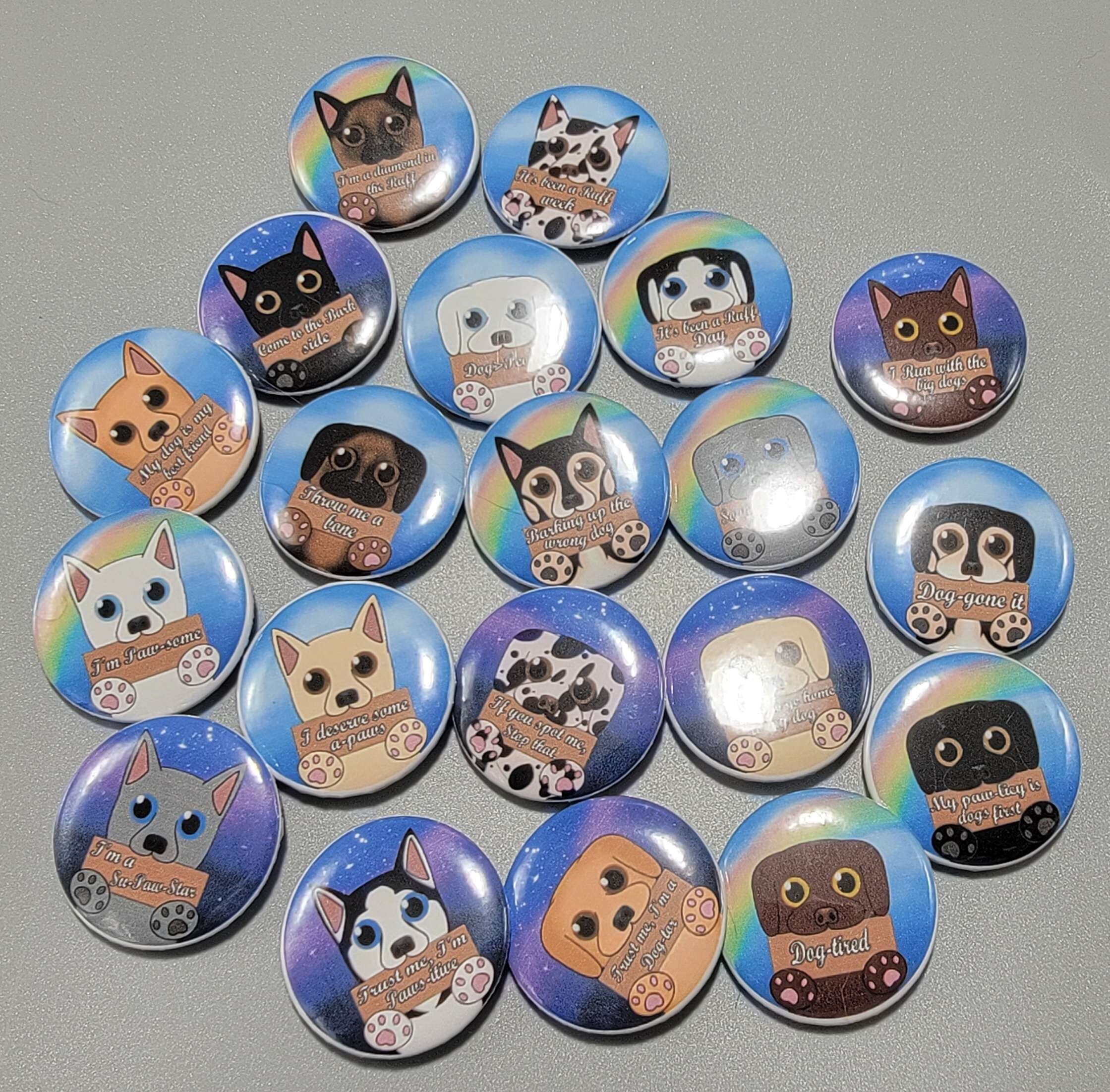 1.25 Inch Dogs Buttons/badges Custom Text - Etsy