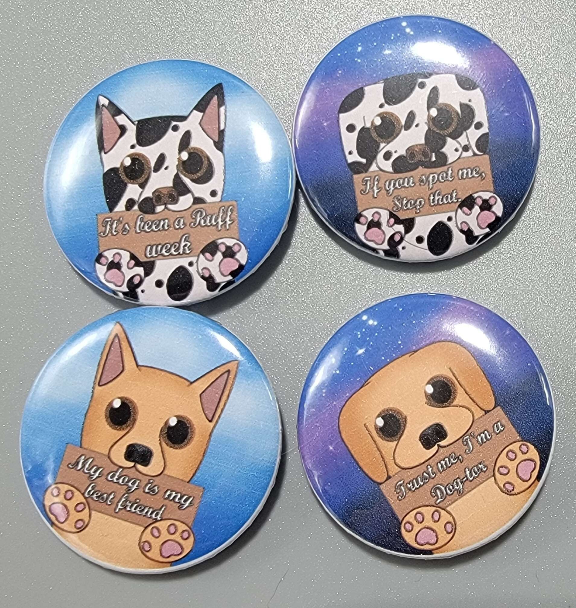 1.25 Inch Dogs Buttons/badges Custom Text - Etsy