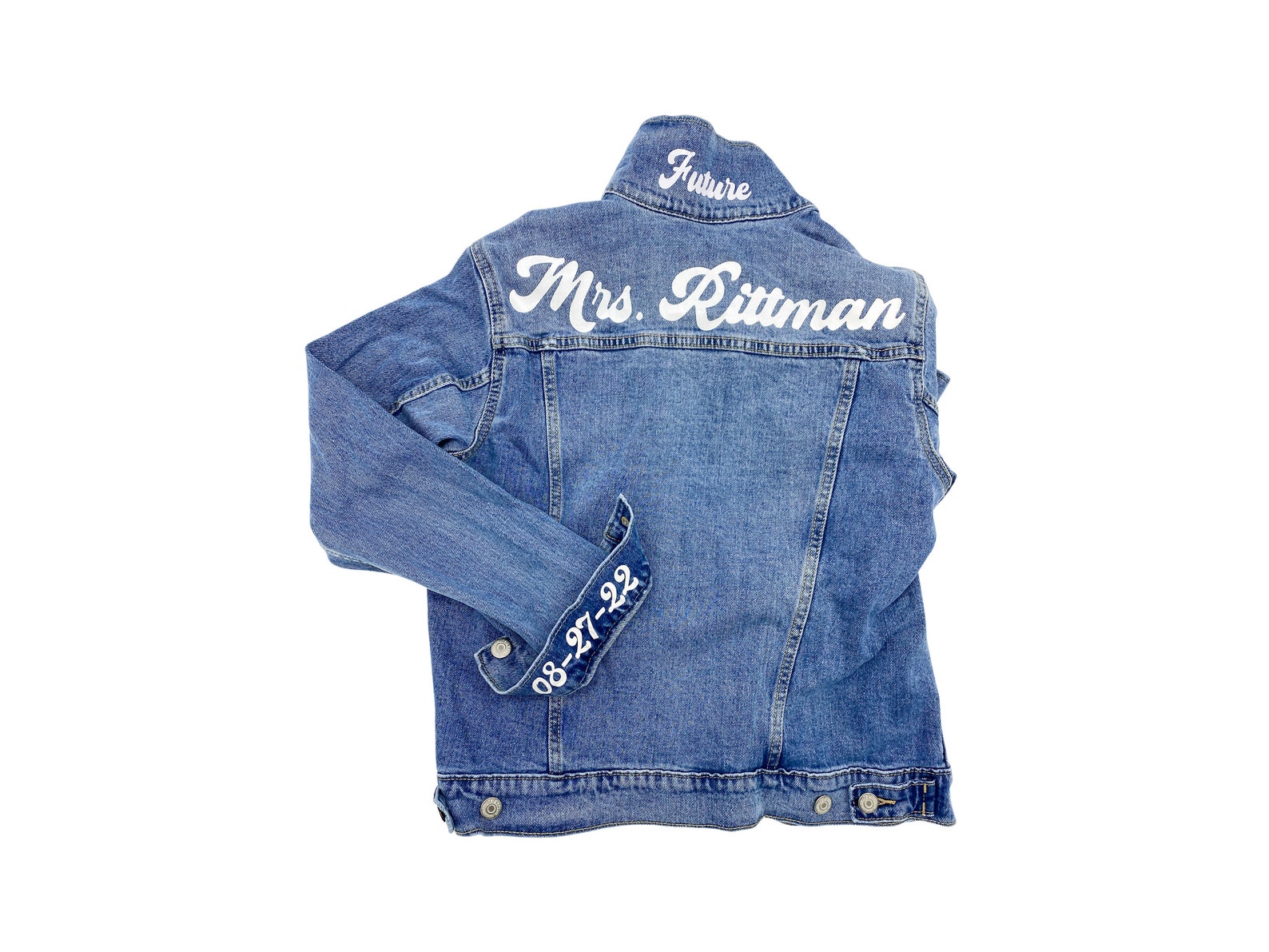 Personalized Mrs. Jean Jacket for Bride | Custom Last Name Jean Jacket ...