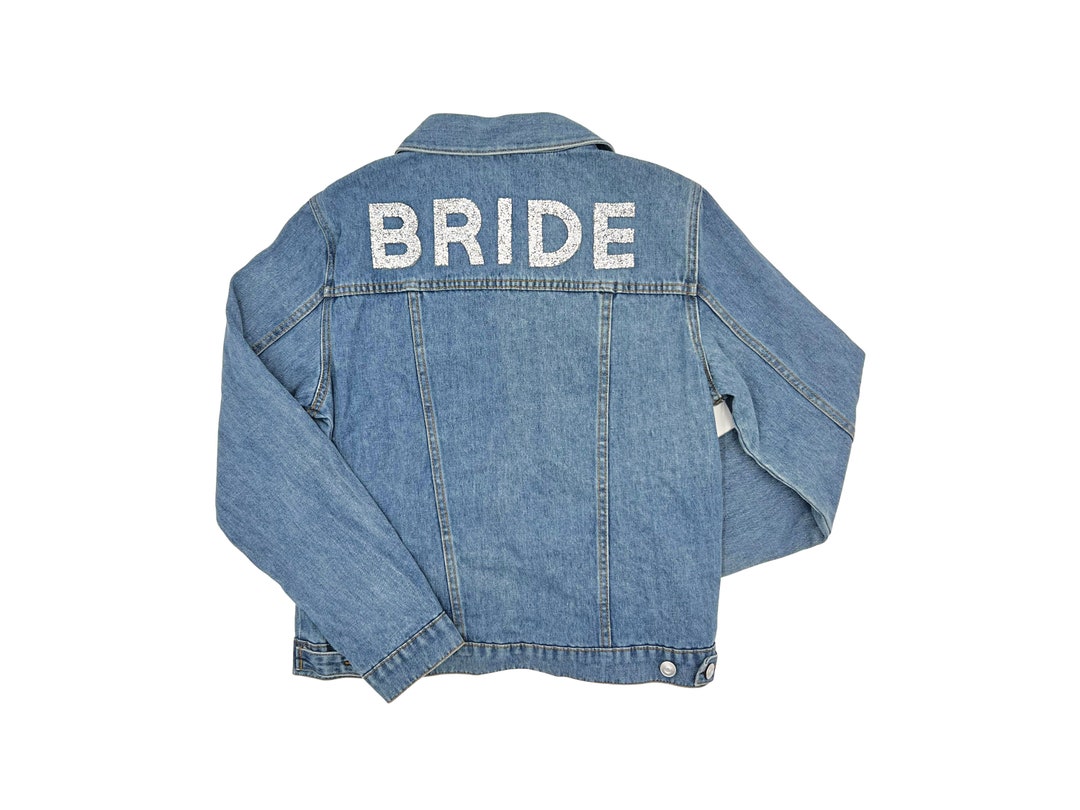 Rhinestone Bride Patch Jean Jacket | Wedding Denim Jacket | Engagement ...