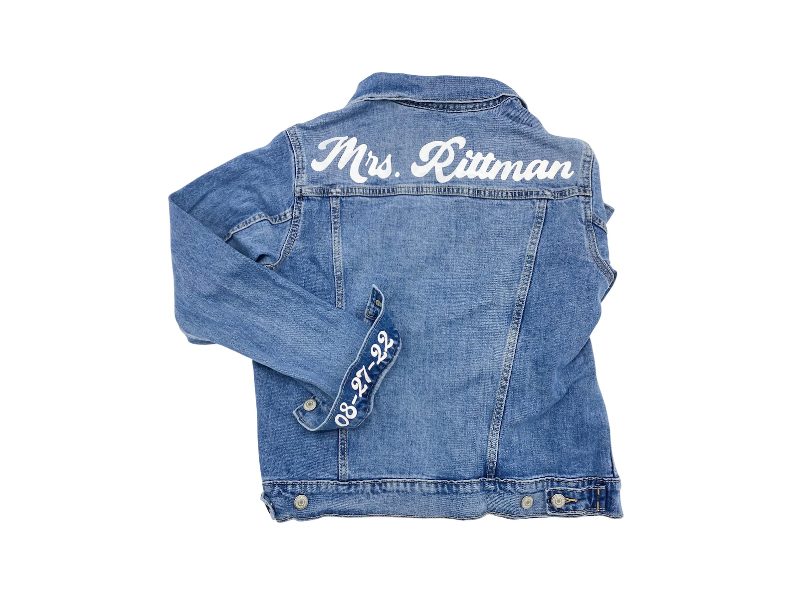 Personalized Mrs. Jean Jacket for Bride | Custom Last Name Jean Jacket ...