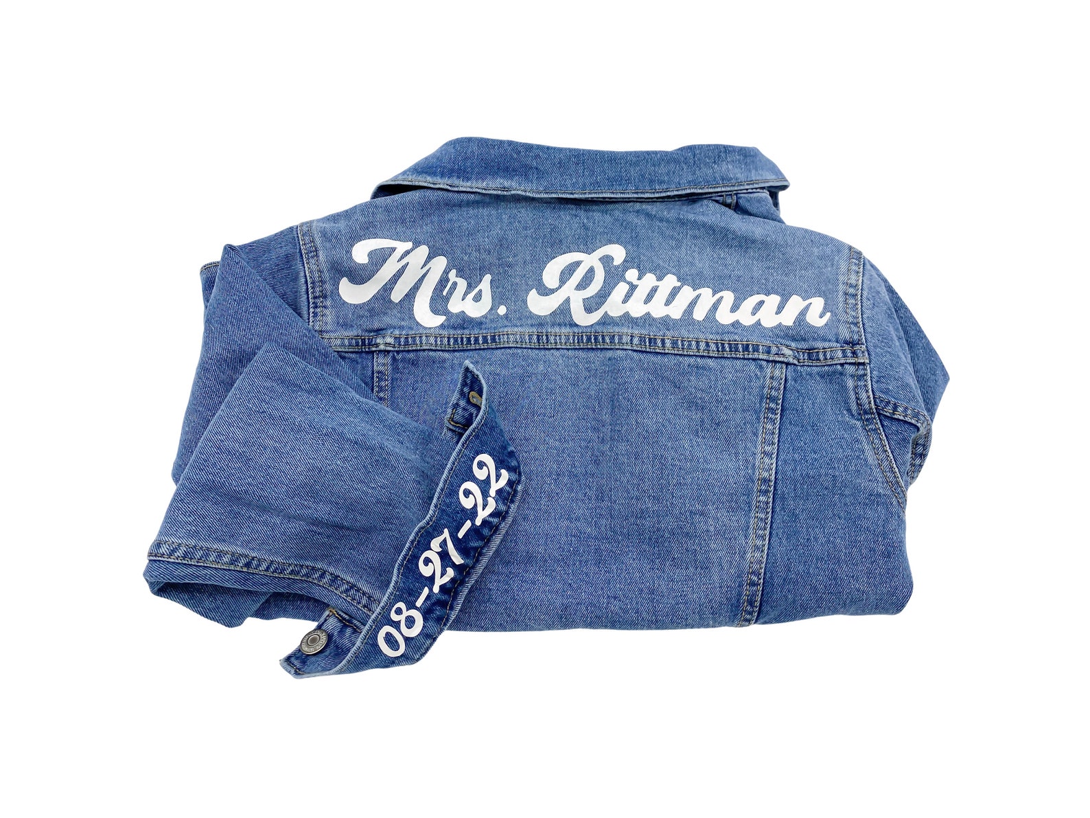 Personalized Mrs. Jean Jacket for Bride | Custom Last Name Jean Jacket ...