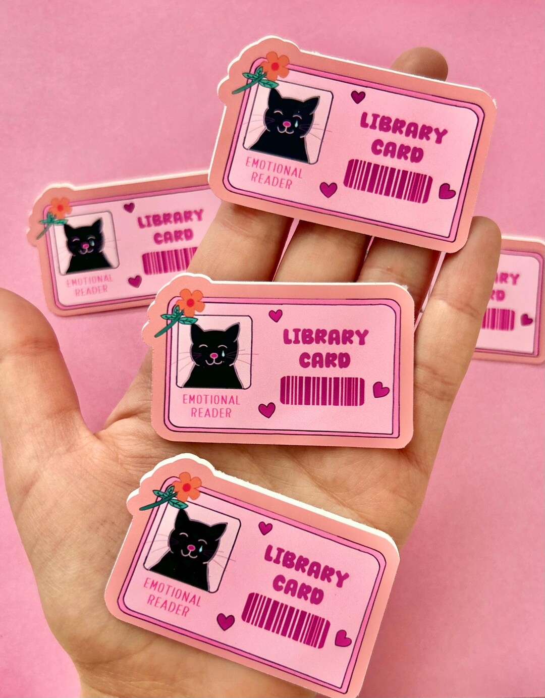 Pink Library Card Sticker - Etsy