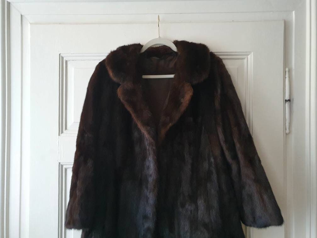Natural Rust KOLINSKY MINK Fur Swing Coat Small Shawl Banded Appraised ...