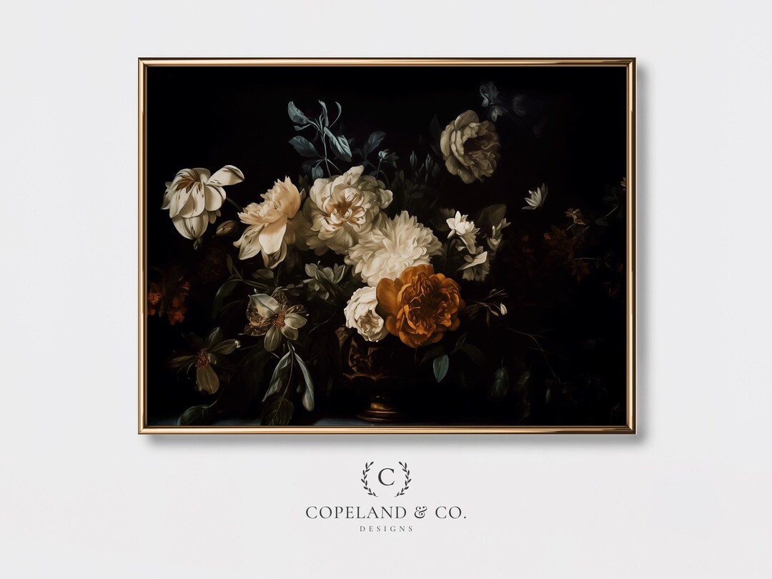 Moody White Flower Painting Printable Art Floral Painting Moody Floral ...
