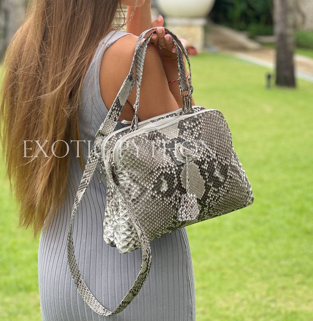 Womens Genuine Python Leather Bag Handy Reptile Skin Bag Snake Skin Bag ...