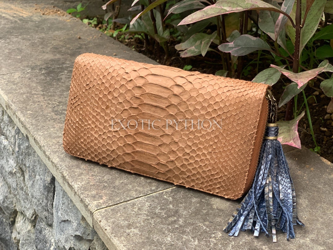 Mocca Snake Skin Wallet With Tassle Python Wallet Snake Leather Wallet ...