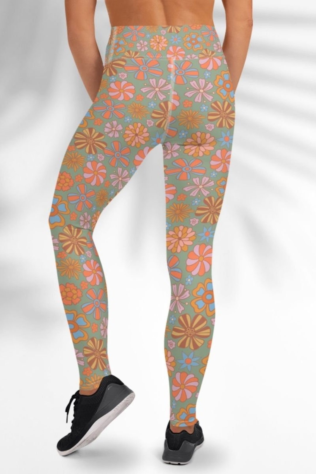 Floral Gym Clothing Sports Wear for Women Boho Style Leggings Retro ...