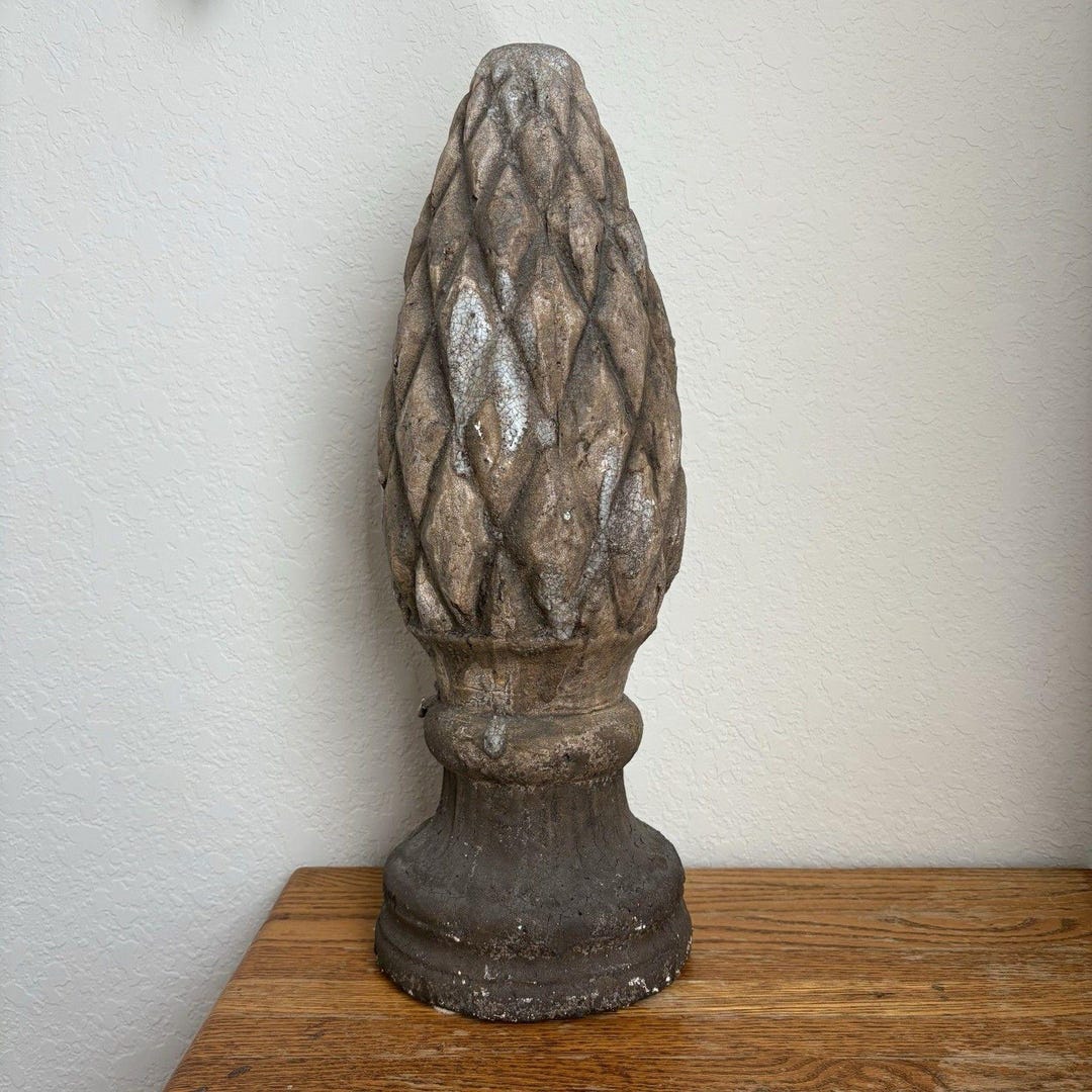 Vintage Terracotta Clay Finial Pillar Cap Yard Art Pinecone Statue ...
