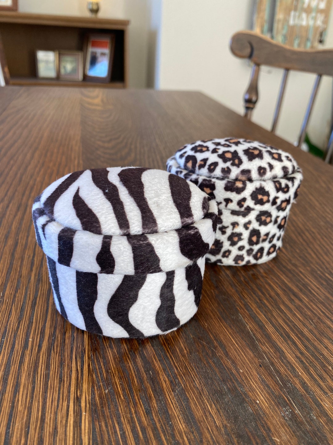 Y2K Felt Jewelry Boxes With Lids, Leopard Cheetah Zebra Print Oval - Etsy