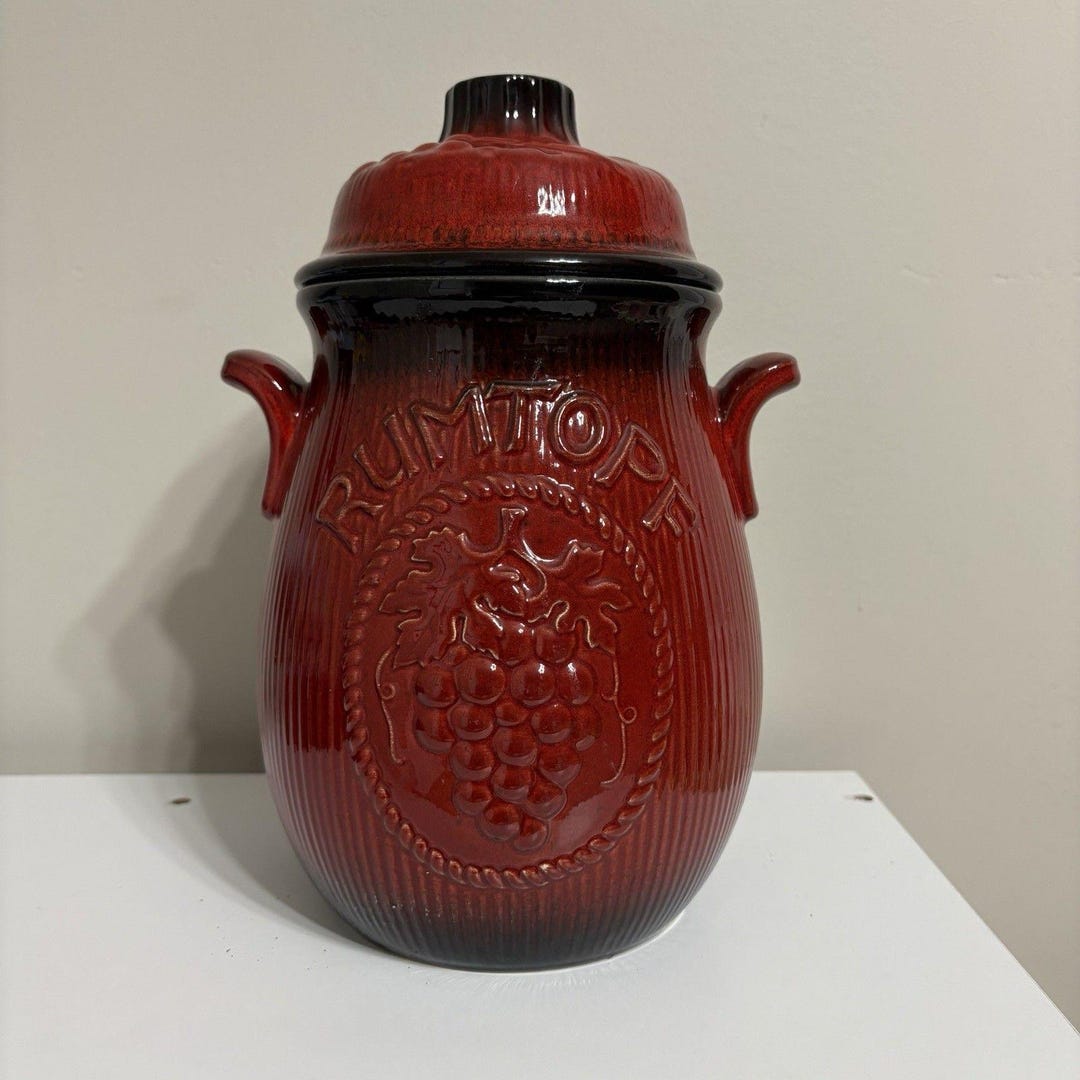 Vintage RUMTOPF Ceramic Pot With Lid - Red - West German Origin 30cm (H ...