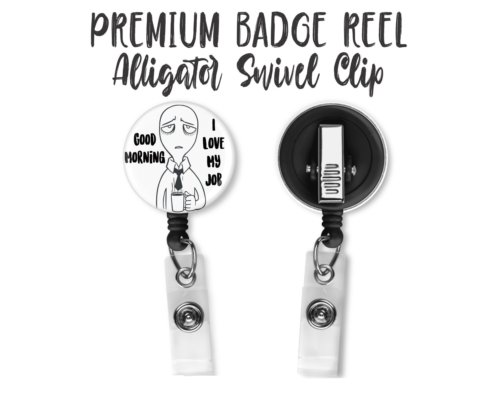 Funny Work Badge Reel With Alligator Clip Humorous Badge - Etsy