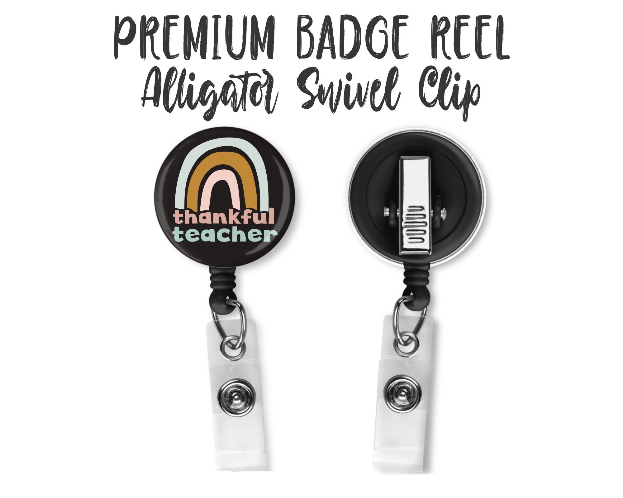 Thankful Teacher Badge Reel With Swivel Clip Teacher Badge - Etsy UK