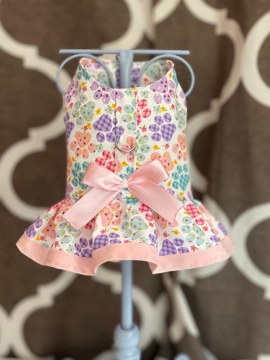 Dog Paw Prints, Spring Pastel, Sparkle Pink Trimmed, XXS Xsmall Small ...