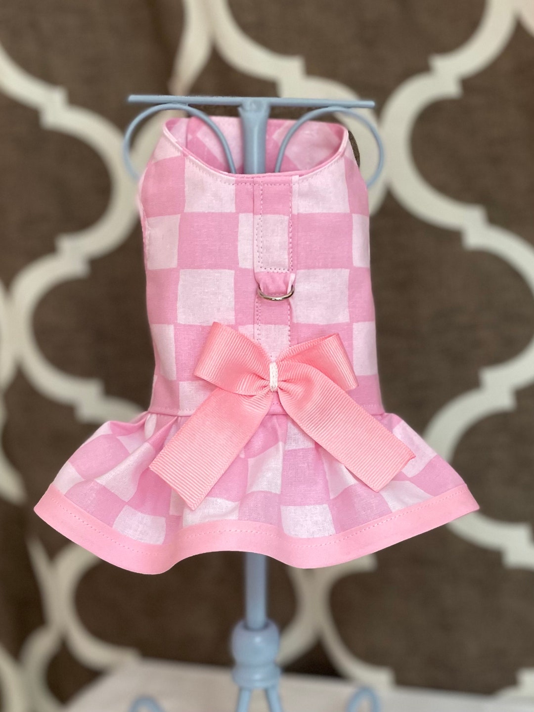 Checkered Box Pretty in PINK Ruffled Pet Harness, XXS Xsmall Small Dog Harness Ruffled, Custom ...