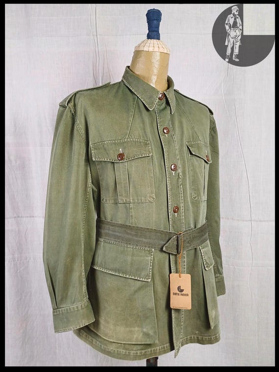 Vintage 1940s-1950s Canadian Army Green Bush Jacket - Gem