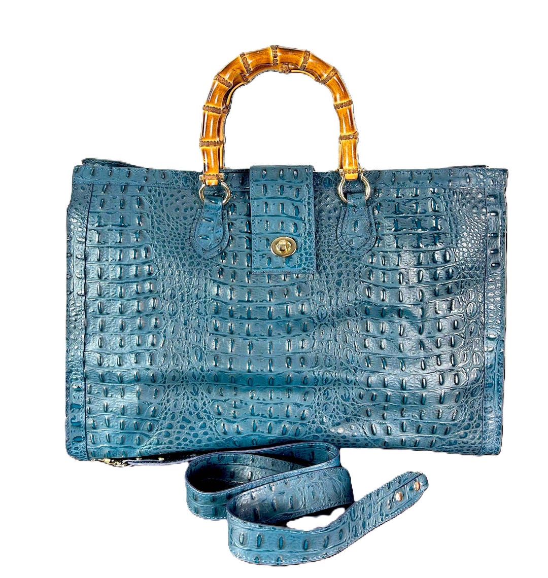 Nora Blue Italian Soft Leather Tote Bag, Stylish and Functional Bag ...