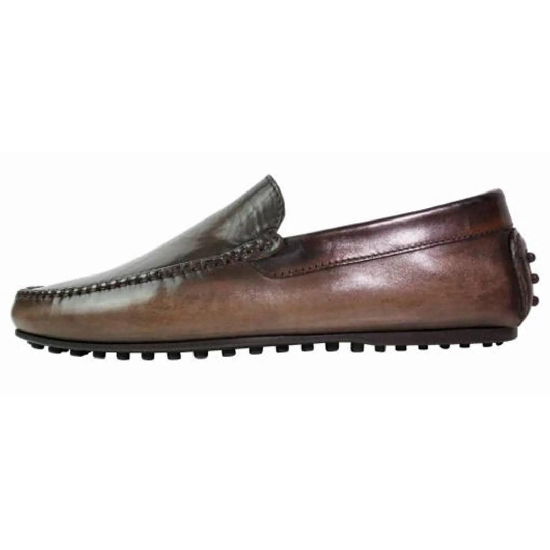 Italian Handmade Men's Leather Boot / Driver Coffee Italian Moccasin ...