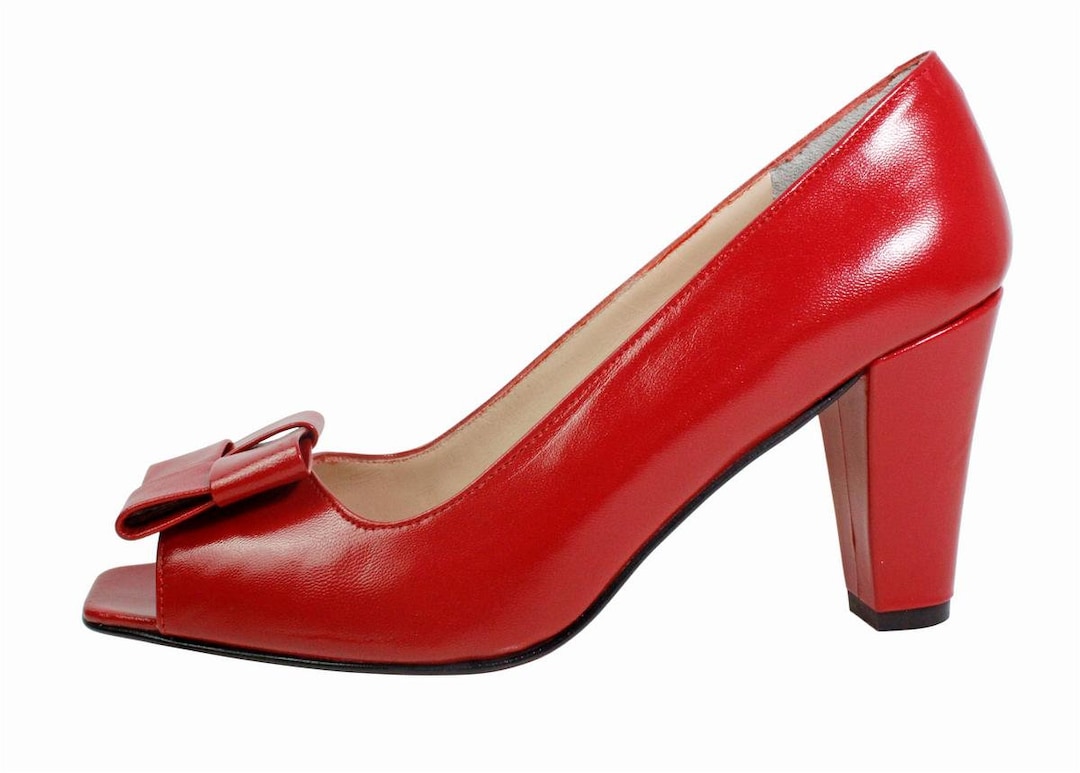 Aline Red Women Italian Leather Pumps, Women Luxury Pumps, Handcrafted ...