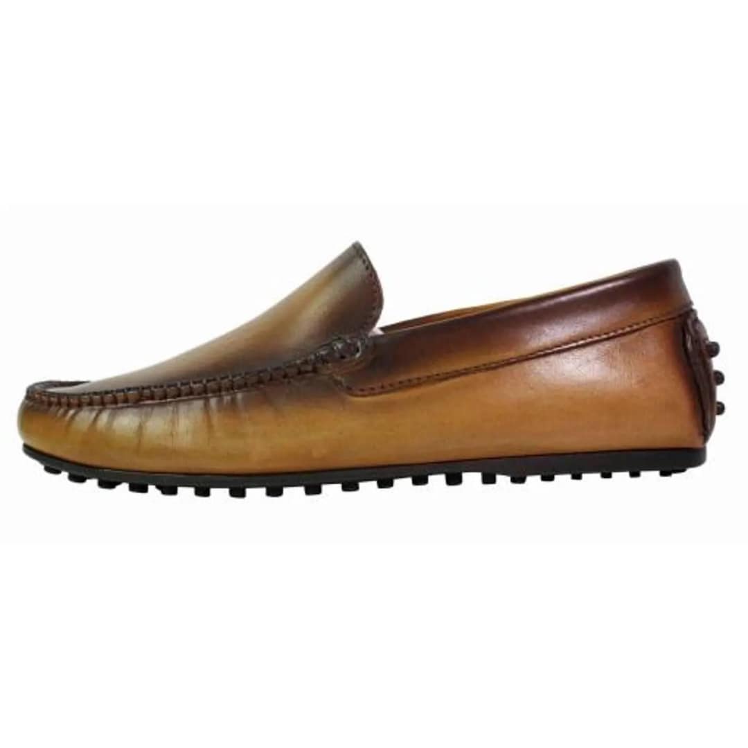 Italian Handmade Men's Leather Boot / Driver Brown Italian Moccasin ...