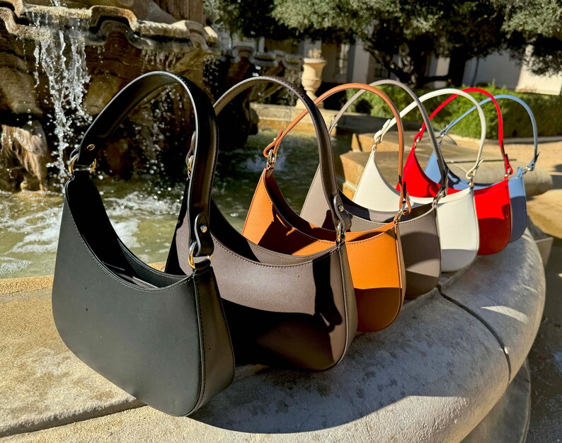 Lala Cognac Italian, Leather Shoulder Bag, Handmade Bag for Woman ...