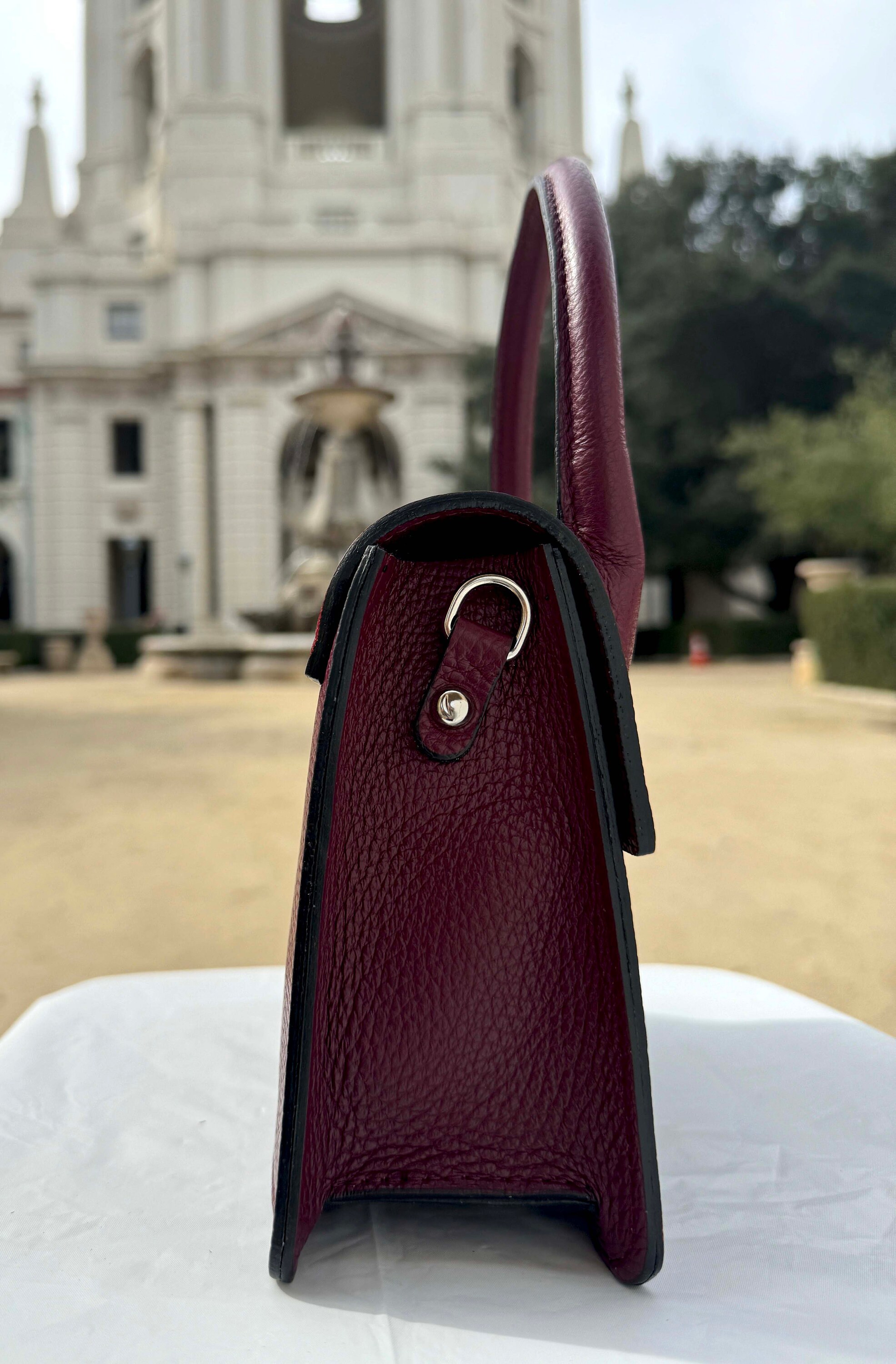 Lea Red Italian Leather, Top Handle Handbag, Top Handle Bag, Stylish ...