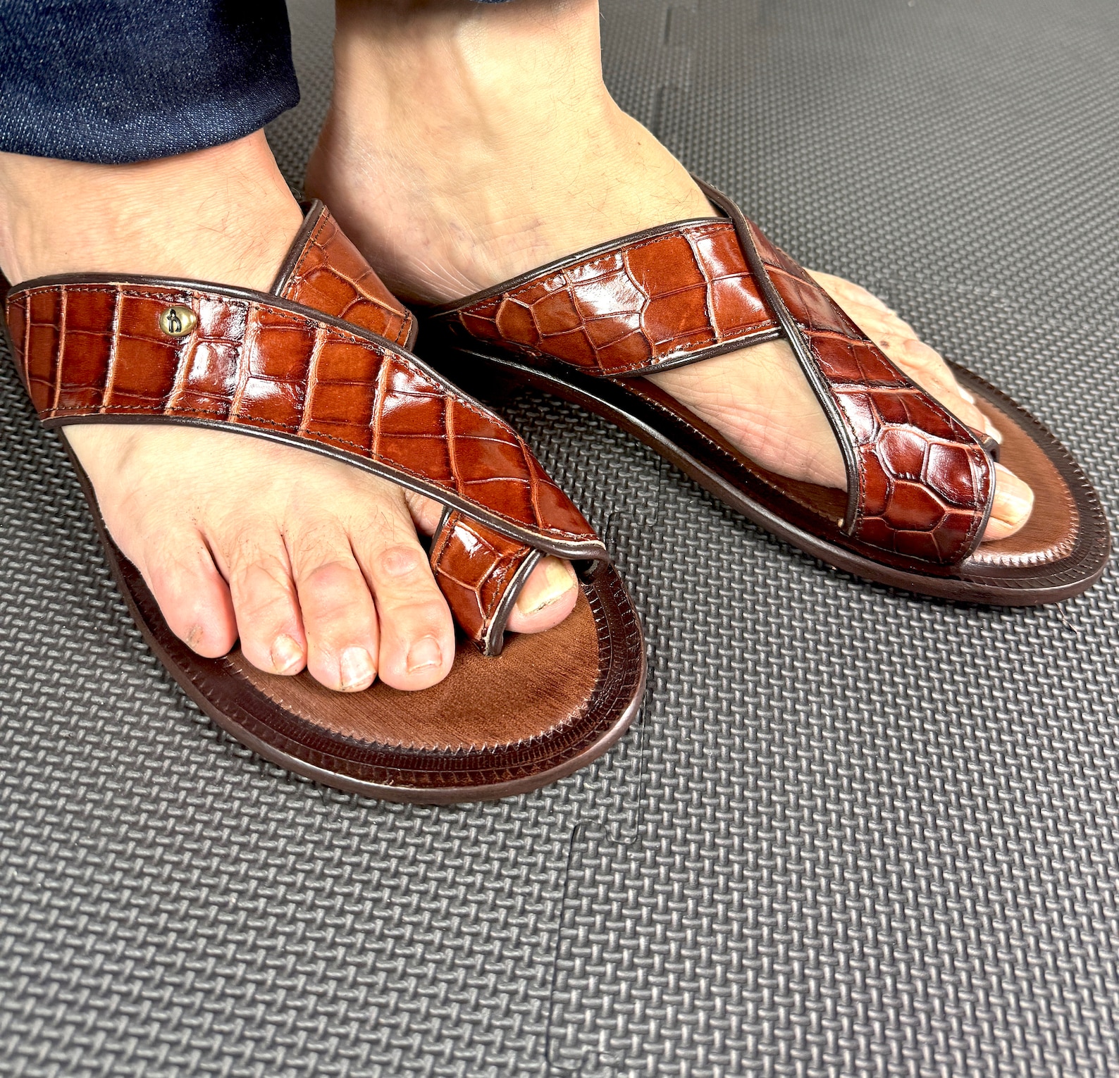 Italian Handmade Men's Leather Sandals/ Ivan Troy Luke Red Leather ...
