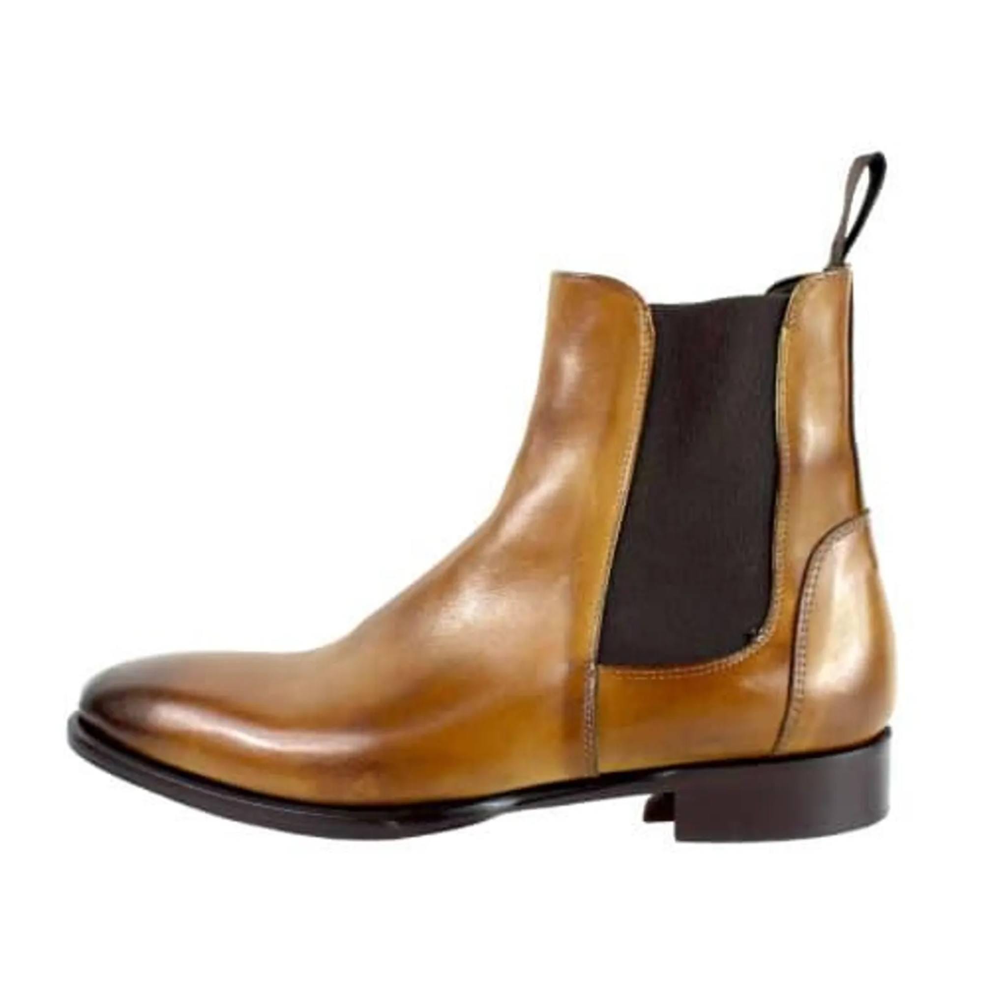 Italian Handmade Men's Leather Boot / Chelsea Cognac Italian Ankle ...