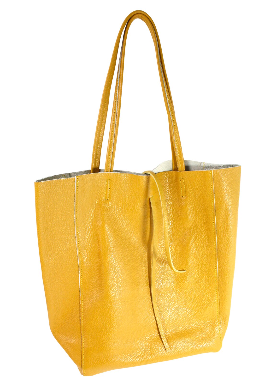 Chala Yellow Italian Soft Leather Tote Bag - Etsy