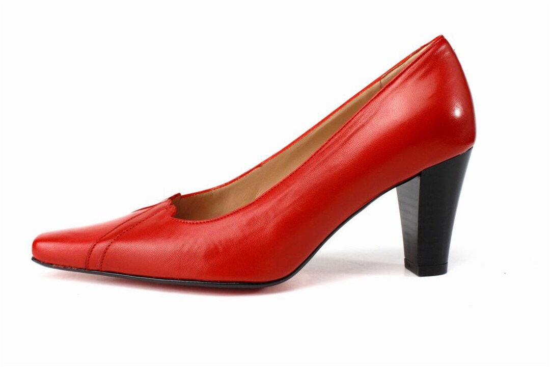 Ami Red Women Italian Leather Pumps, Women Luxury Pumps, Handcrafted ...