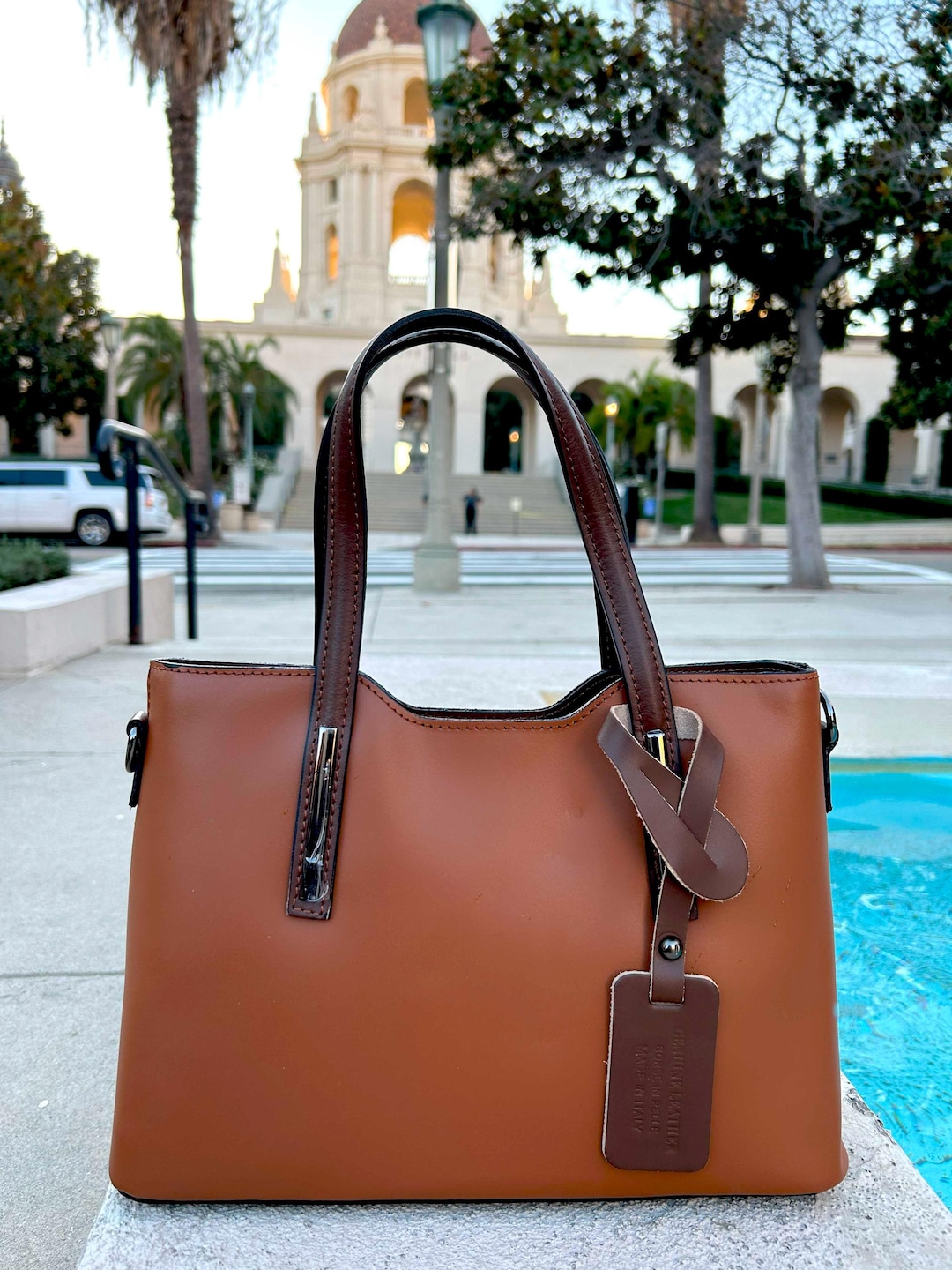 Cira Brown Italian Leather Crossbody Shoulder Bag, Top Handle Handbag ...