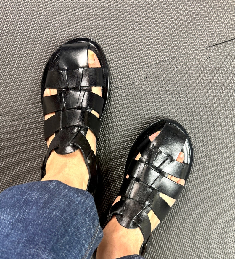 Italian Handmade Men's Leather Sandals/ Ivan Troy Mateo Brown Leather ...