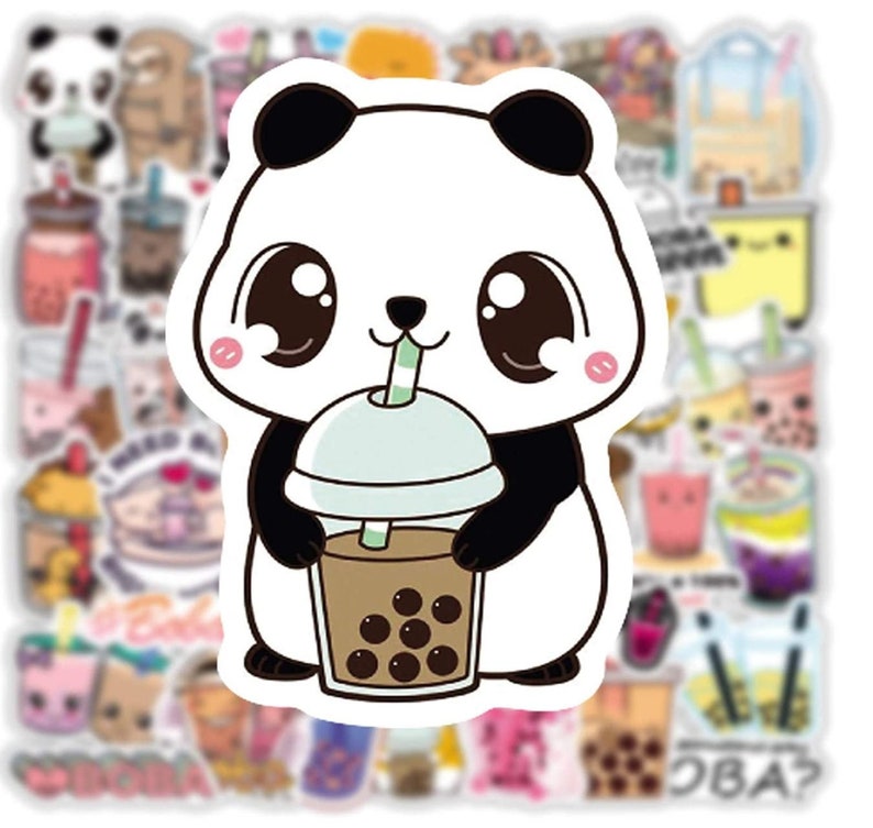 Bubble Tea Sticker Pack Boba Milk Tea Stickers Cute Animals - Etsy