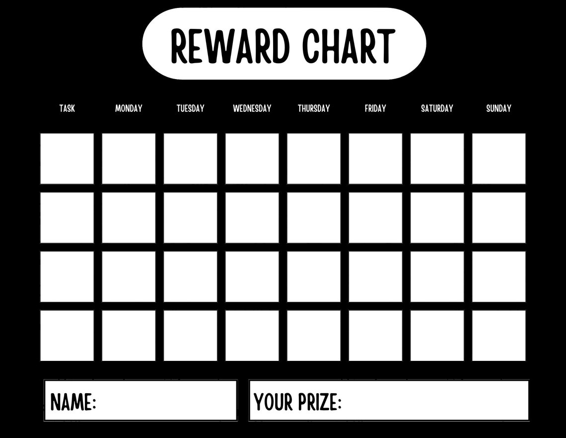 Kids Task Reward Chart, Chore Reward Chart, Task Tracking for Kids ...