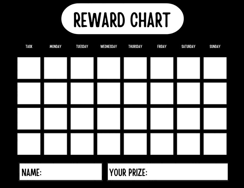 Kids Task Reward Chart, Chore Reward Chart, Task Tracking for Kids ...