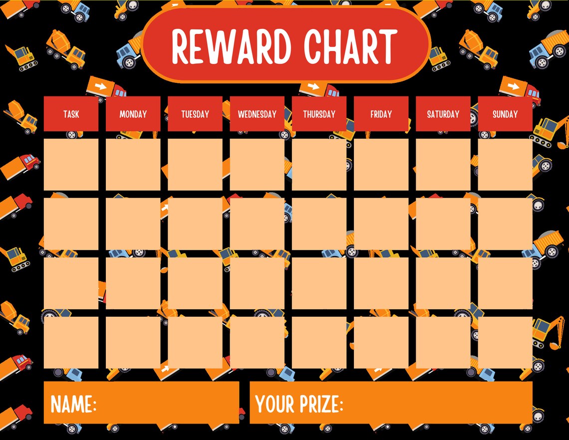 Kids Task Reward Chart, Chore Reward Chart, Task Tracking for Kids ...