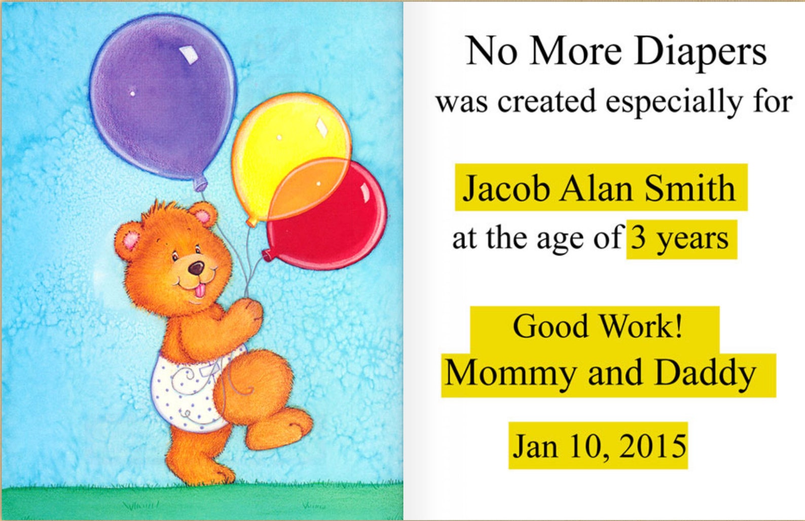 Personalized Children Books No More Diapers Personalized Children Gift ...