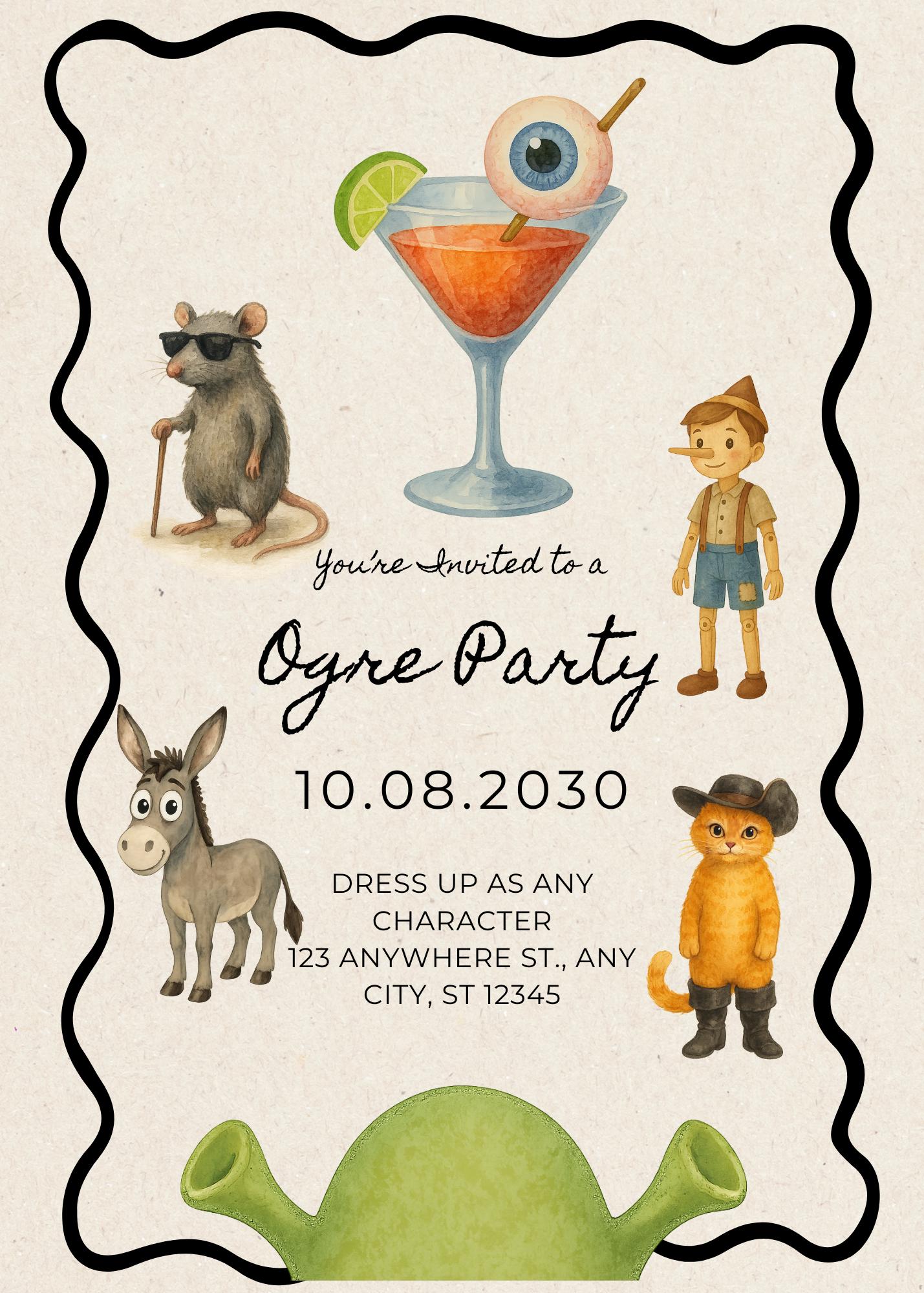 Ogre Birthday Digital Invitation Canva Template - Etsy