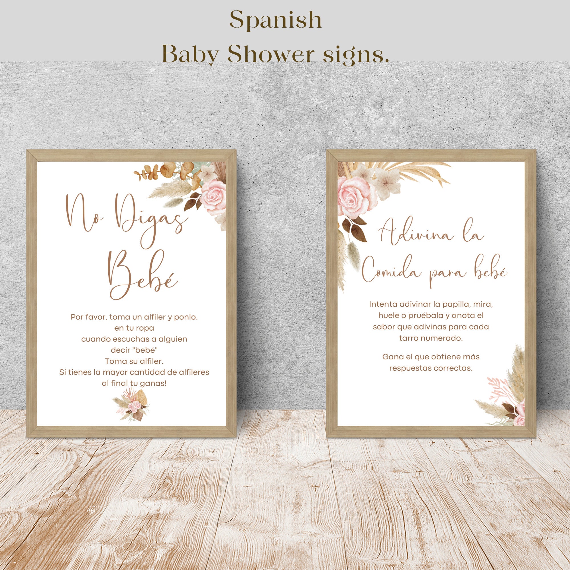 Boho Spanish Baby Shower Printable Games Bundle Spanish Table - Etsy