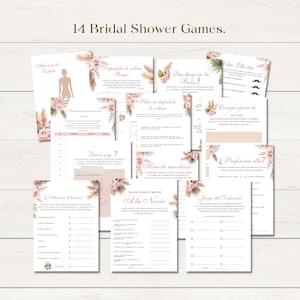Spanish Boho Printable Bridal Shower Games Set, Paquete Moderno De ...