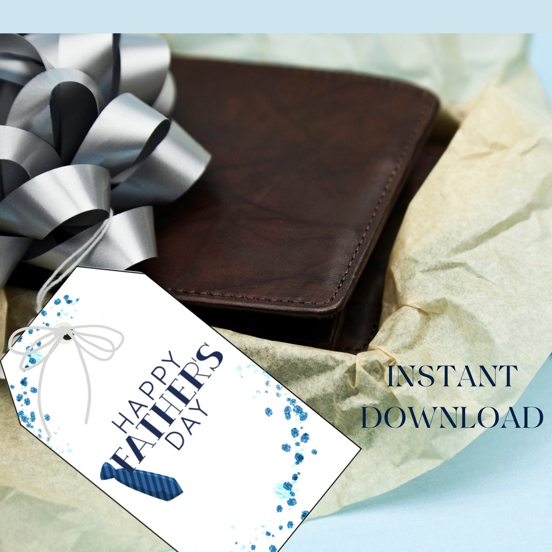 Happy Father's Day Blue Gift Tags, Printable Favor Tag or Father's Day ...