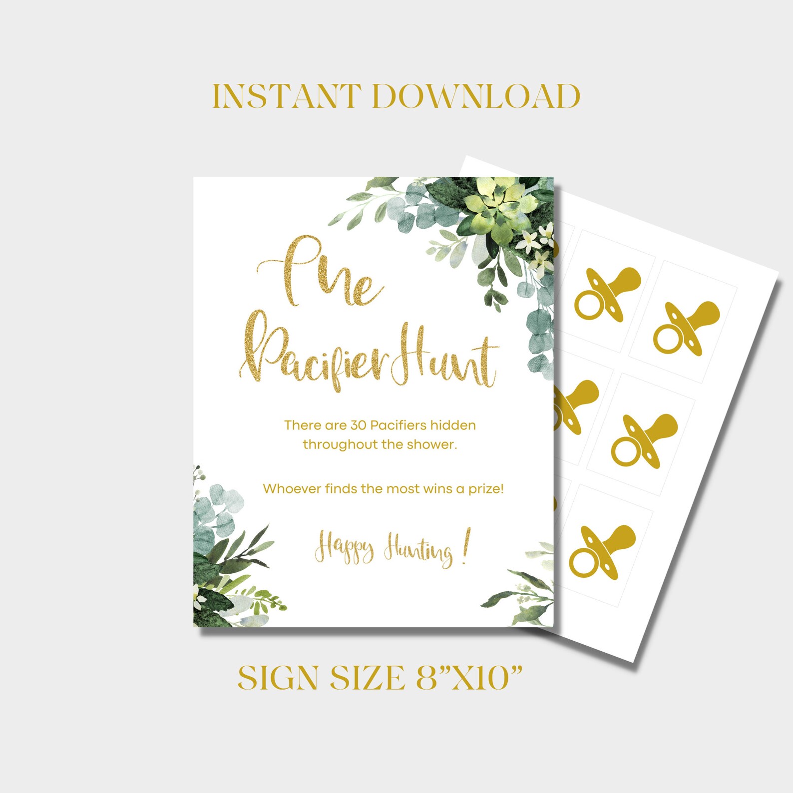 Pacifier Hunt Baby Shower Game Table Sign Boy Girl Neutral - Etsy