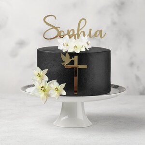 Personalized Acrylic Baptism Name Topper and Crosscharm- Religious Cake ...