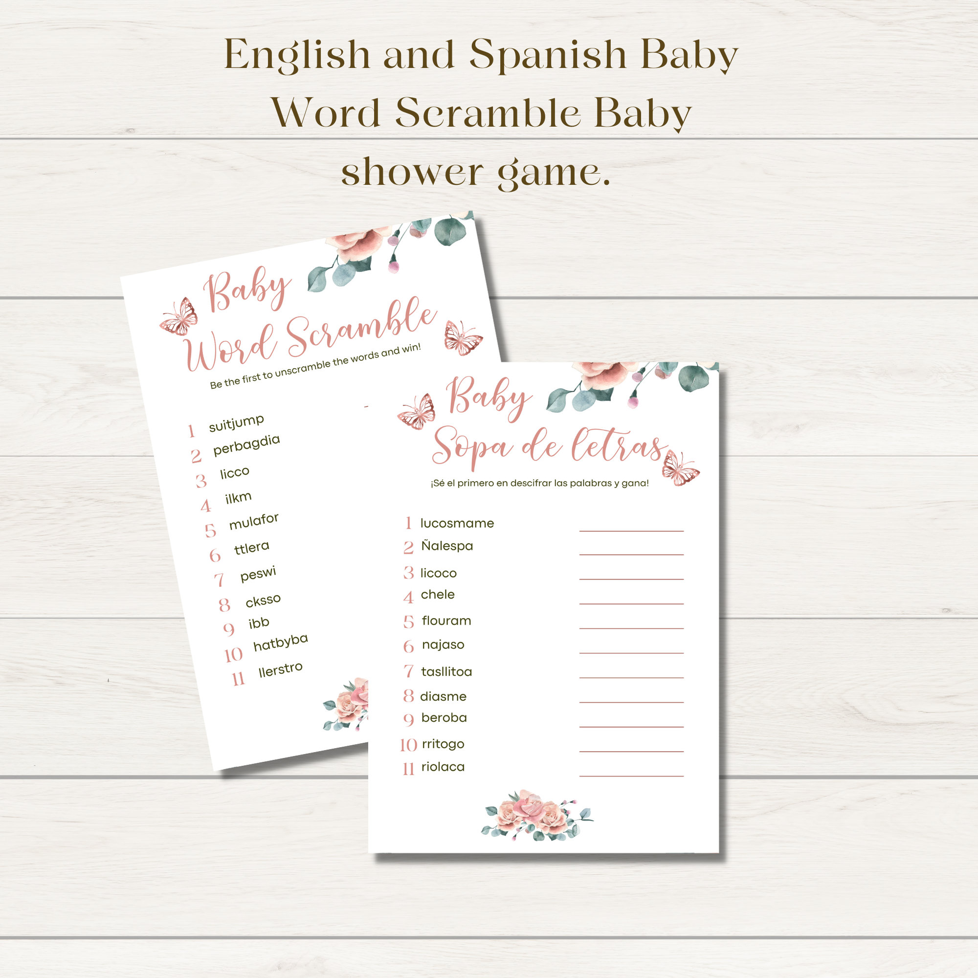 Baby Shower Word Scramble In Spanish