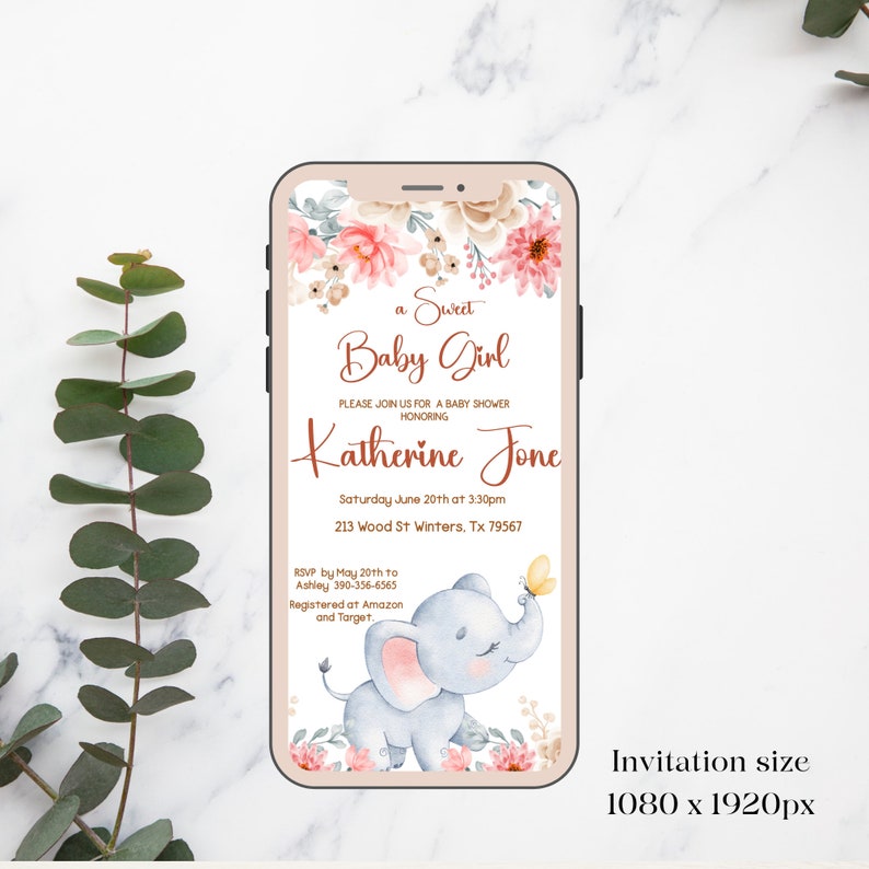 Girl Baby Shower Text Message Invitation Template Electronic - Etsy