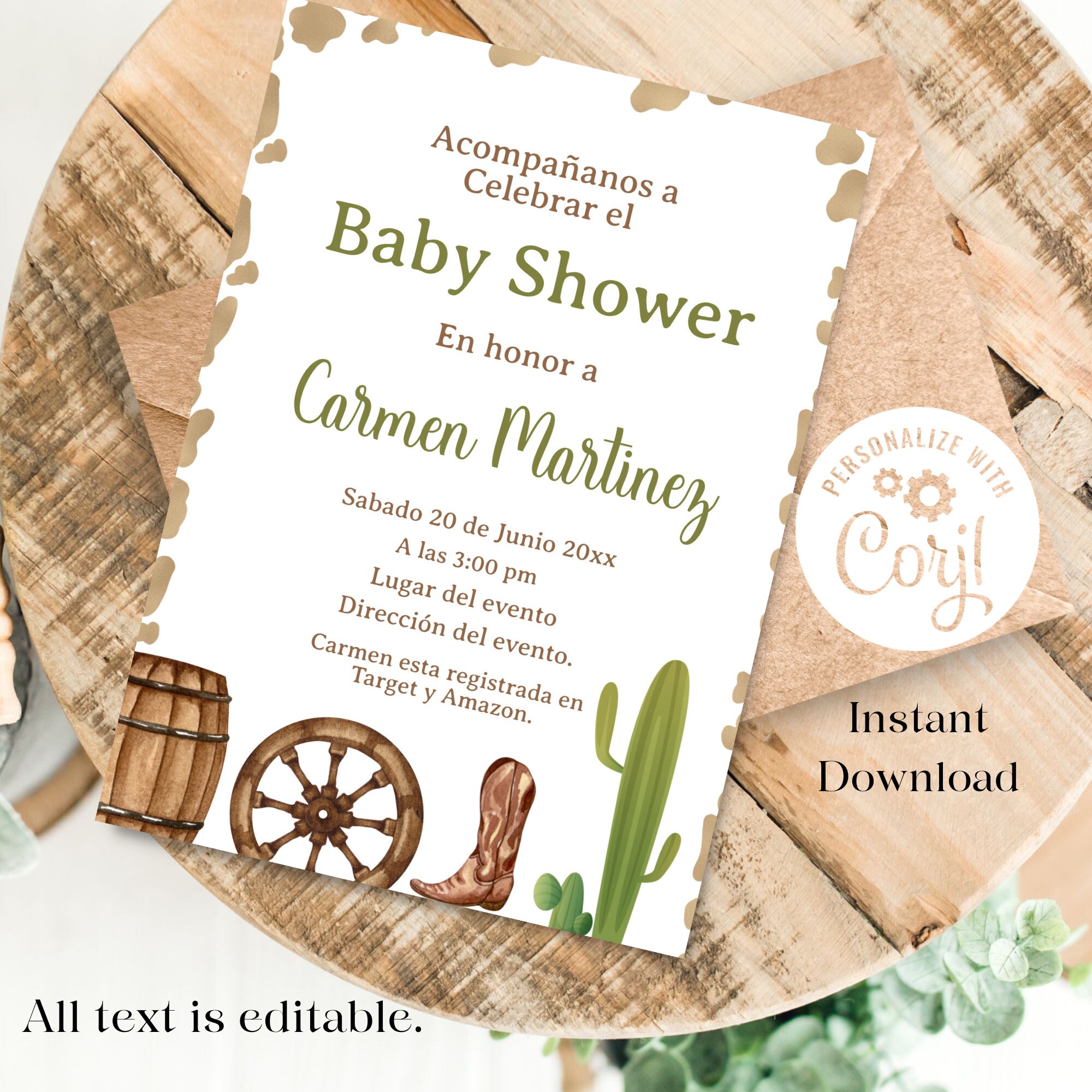 Spanish Baby Shower Printable Invitation for Boy - Invitación De ...