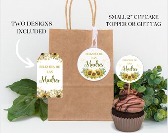 Printable Feliz Día De Las Madres Round Tag. Favor Tag. Pink Flowers ...